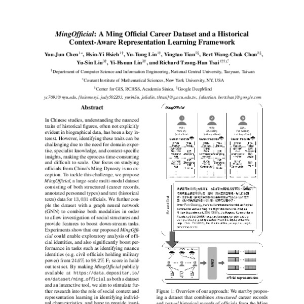 MingOfficial: A Ming Official Career Dataset and a Historical Context-Aware Representation ...