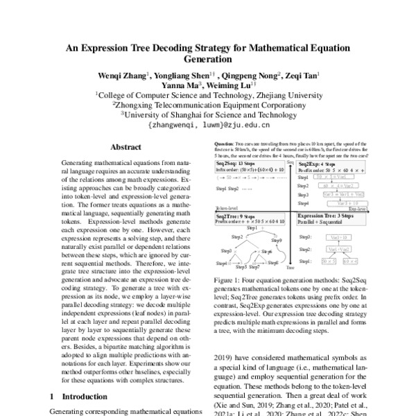 An Expression Tree Decoding Strategy for Mathematical Equation Generation - ACL Anthology