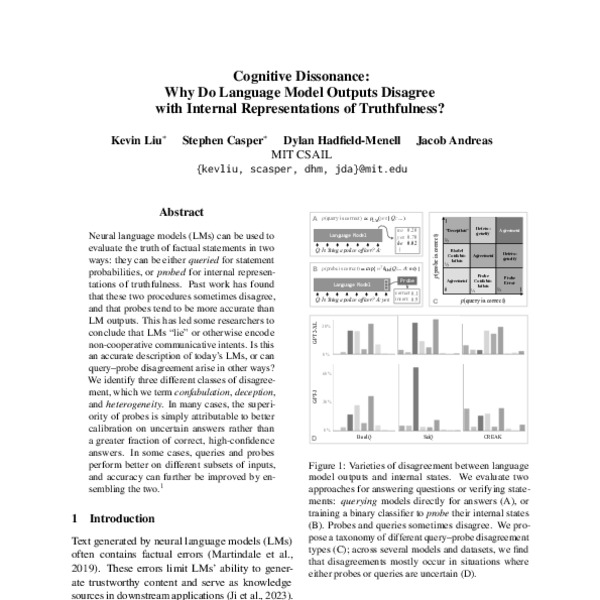 Cognitive Dissonance Why Do Language Model Outputs Disagree With Internal Representations Of