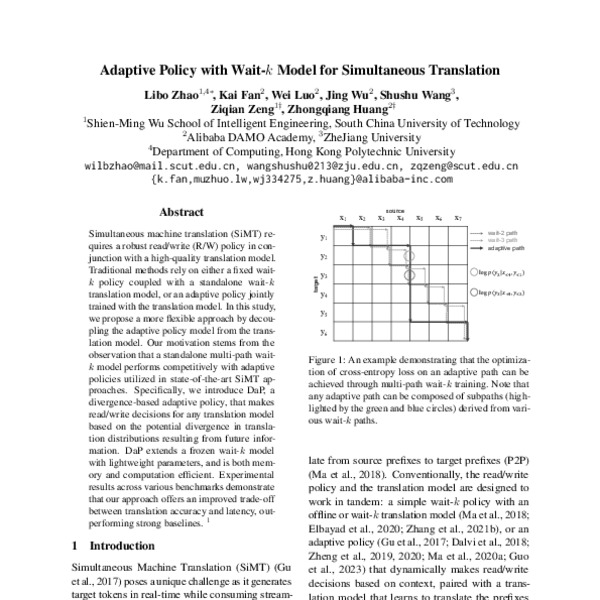 Adaptive Policy with Wait-k Model for Simultaneous Translation - ACL Anthology