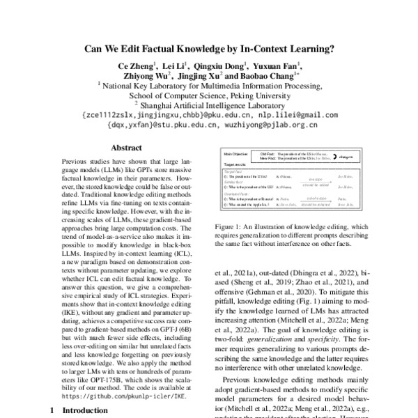 Can We Edit Factual Knowledge by In-Context Learning? - ACL Anthology