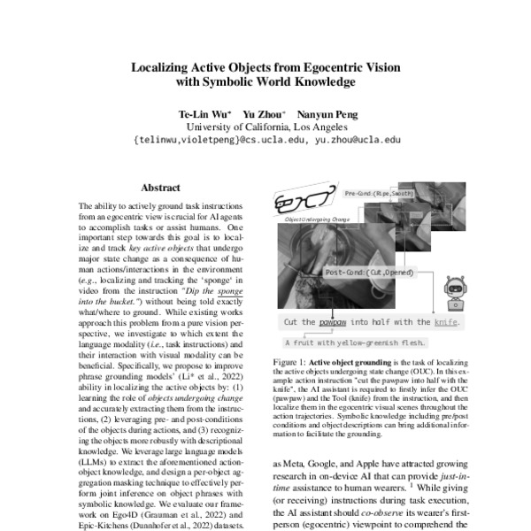 Localizing Active Objects from Egocentric Vision with Symbolic World Knowledge - ACL Anthology