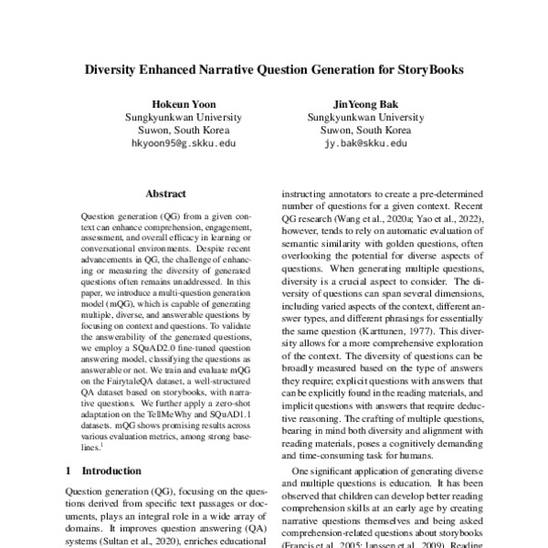 Diversity Enhanced Narrative Question Generation for Storybooks - ACL ...