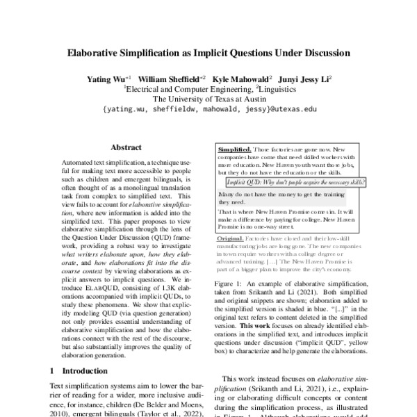 Elaborative Simplification as Implicit Questions Under Discussion - ACL ...