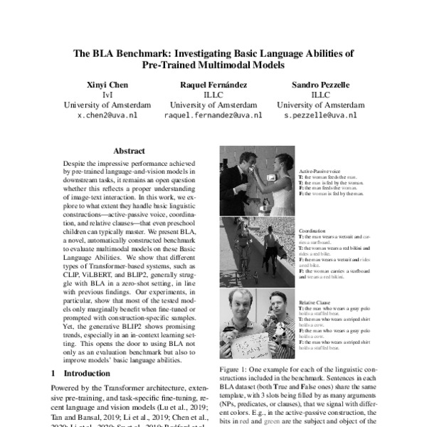 The BLA Benchmark: Investigating Basic Language Abilities of Pre ...