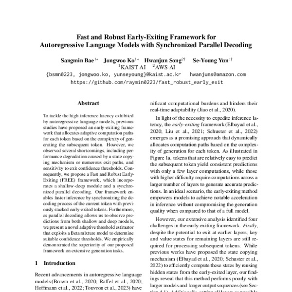 Fast and Robust Early-Exiting Framework for Autoregressive Language Models with Synchronized ...