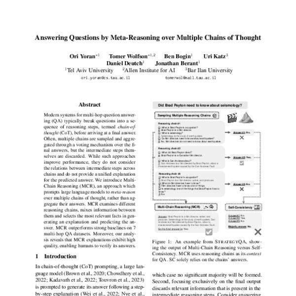 Answering Questions by Meta-Reasoning over Multiple Chains of Thought - ACL Anthology