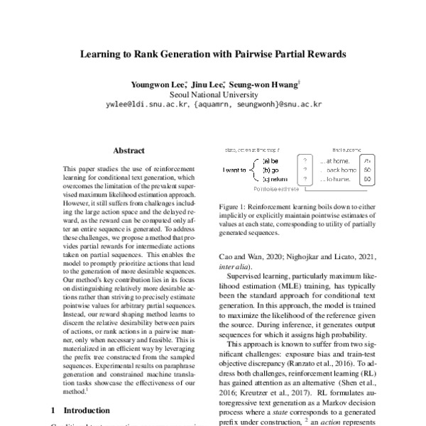 Learning to Rank Generation with Pairwise Partial Rewards - ACL Anthology