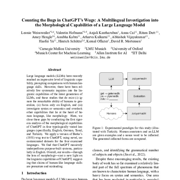 Counting the Bugs in ChatGPT’s Wugs: A Multilingual Investigation into the Morphological ...
