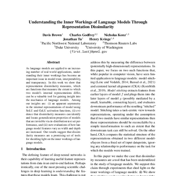 Understanding the Inner-workings of Language Models Through Representation Dissimilarity - ACL ...