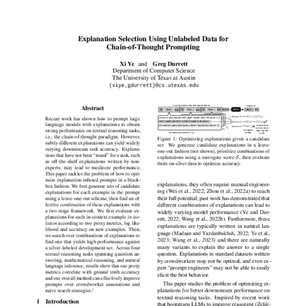 Explanation Selection Using Unlabeled Data for Chain-of-Thought Prompting - ACL Anthology