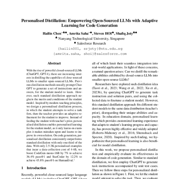 Personalized Distillation: Empowering Open-Sourced LLMs with Adaptive Learning for Code ...