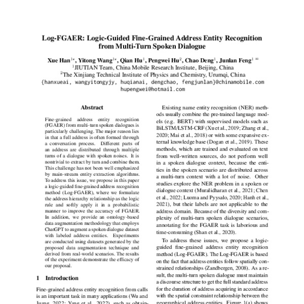 Log-FGAER: Logic-Guided Fine-Grained Address Entity Recognition from Multi-Turn Spoken Dialogue ...