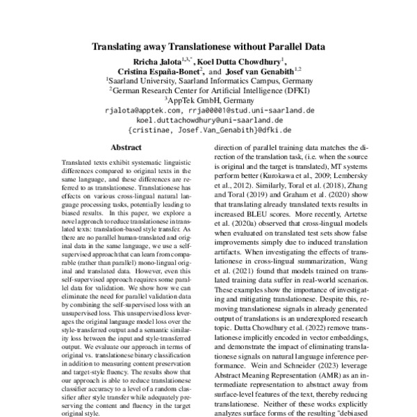 Translating away Translationese without Parallel Data - ACL Anthology
