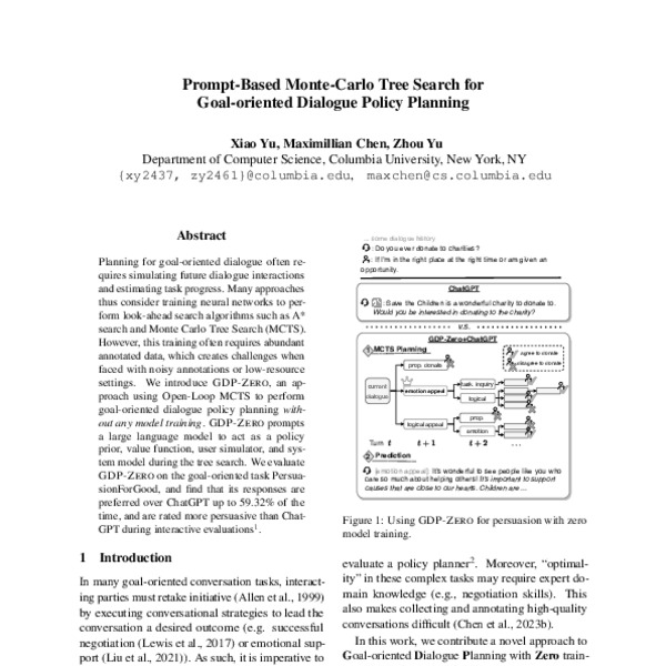 Prompt-Based Monte-Carlo Tree Search for Goal-oriented Dialogue Policy Planning - ACL Anthology
