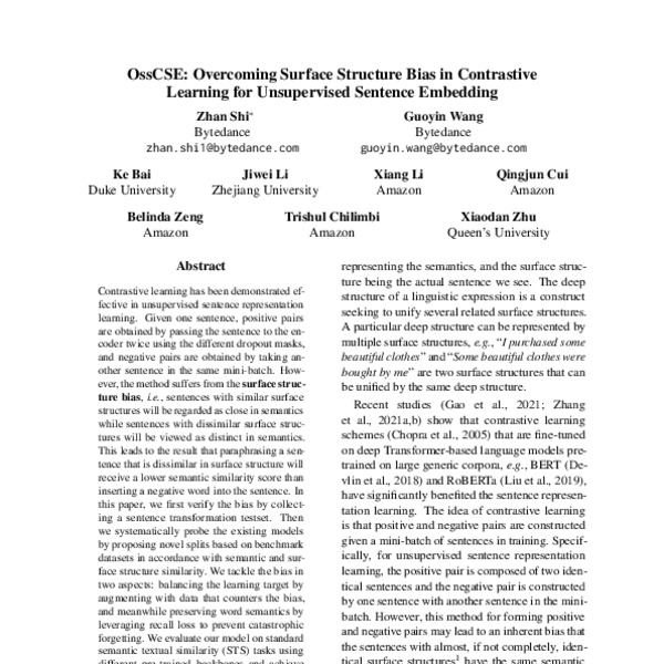 OssCSE: Overcoming Surface Structure Bias in Contrastive Learning for Unsupervised Sentence ...