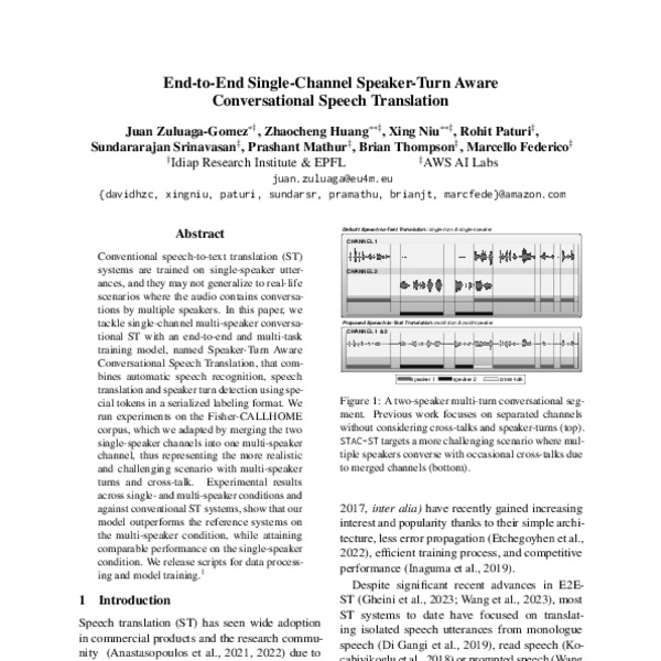 End-to-End Single-Channel Speaker-Turn Aware Conversational Speech Translation - ACL Anthology