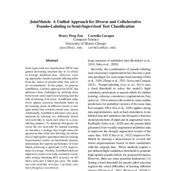 JointMatch: A Unified Approach for Diverse and Collaborative Pseudo-Labeling to Semi-Supervised ...