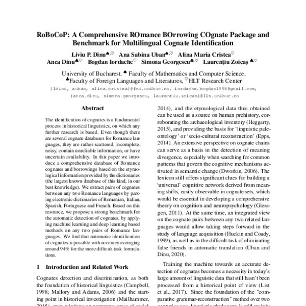 RoBoCoP: A Comprehensive ROmance BOrrowing COgnate Package and Benchmark for Multilingual ...