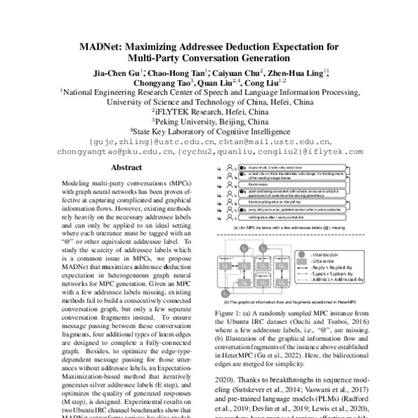 MADNet: Maximizing Addressee Deduction Expectation for Multi-Party Conversation Generation - ACL ...