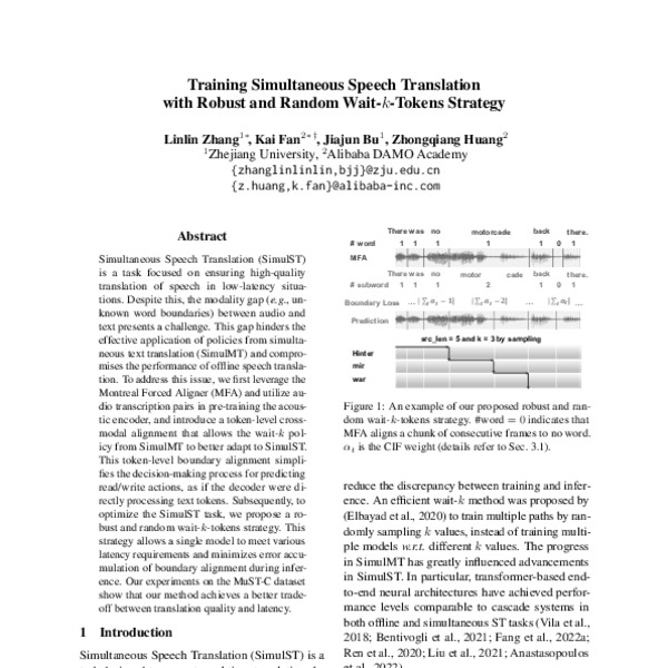 Training Simultaneous Speech Translation with Robust and Random Wait-k-Tokens Strategy - ACL ...