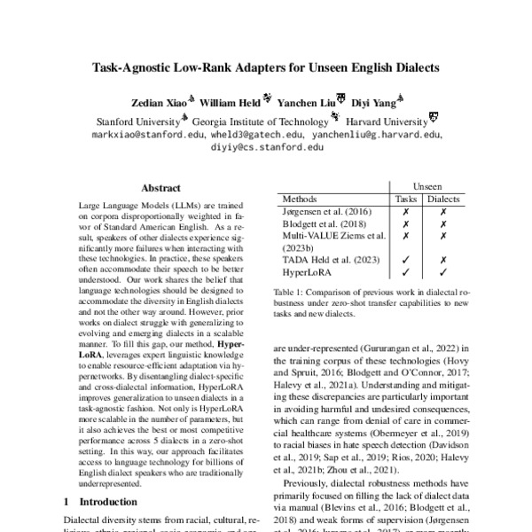 Task-Agnostic Low-Rank Adapters for Unseen English Dialects - ACL Anthology
