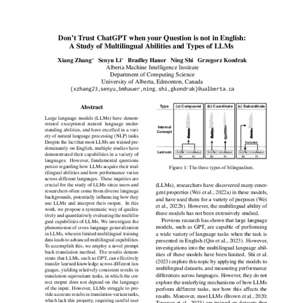 Don’t Trust ChatGPT when your Question is not in English: A Study of Multilingual Abilities and ...