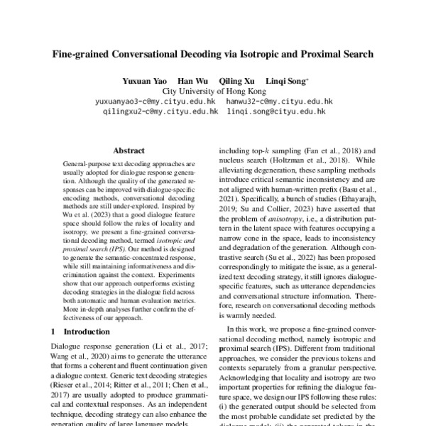 Fine Grained Conversational Decoding Via Isotropic And Proximal Search Acl Anthology