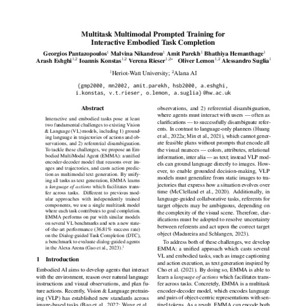 Multitask Multimodal Prompted Training For Interactive Embodied Task Completion Acl Anthology
