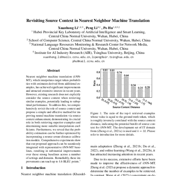Revisiting Source Context in Nearest Neighbor Machine Translation - ACL Anthology