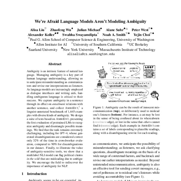 We’re Afraid Language Models Aren’t Modeling Ambiguity - ACL Anthology