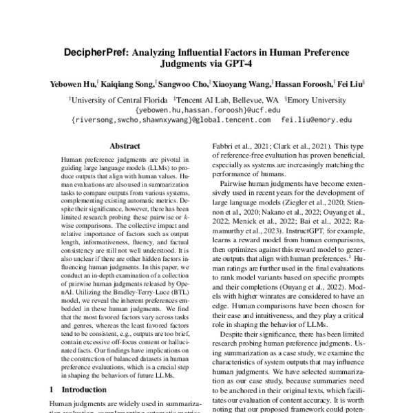 DecipherPref: Analyzing Influential Factors in Human Preference ...