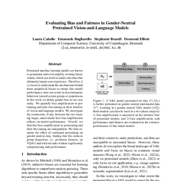 Evaluating Bias and Fairness in Gender-Neutral Pretrained Vision-and ...