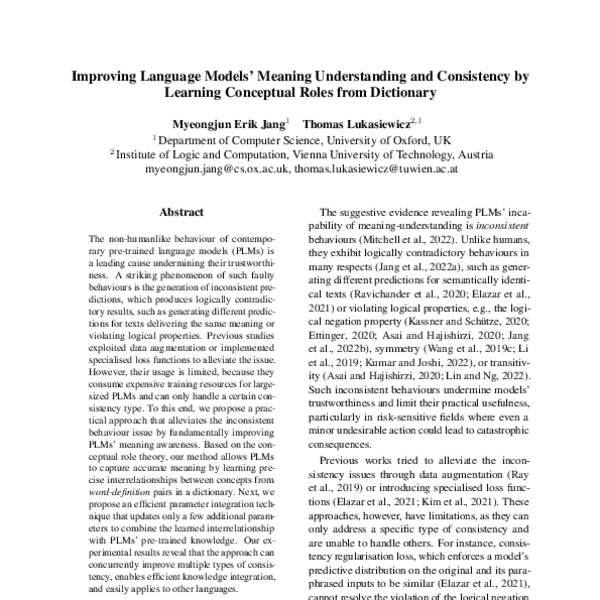Improving Language Models’ Meaning Understanding and Consistency by Learning Conceptual Roles ...