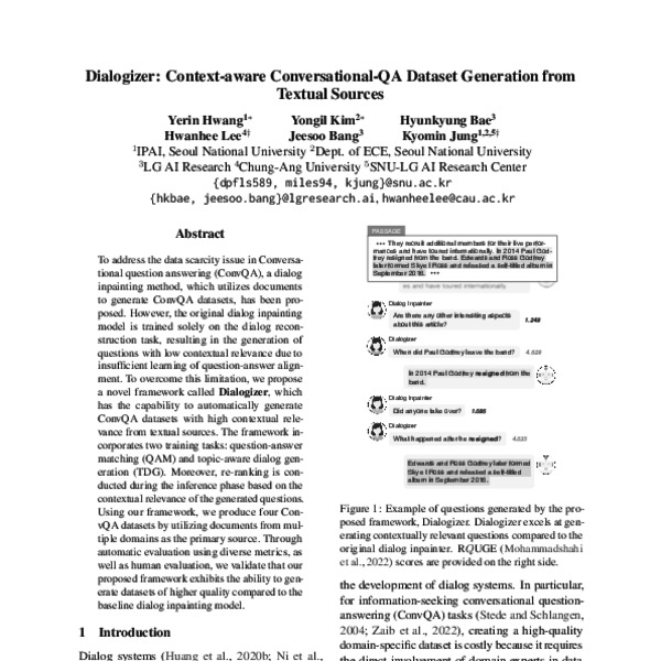 Dialogizer Context Aware Conversational Qa Dataset Generation From Textual Sources Acl Anthology