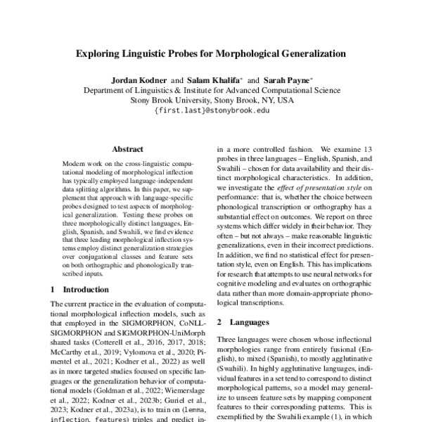 Exploring Linguistic Probes for Morphological Generalization - ACL Anthology
