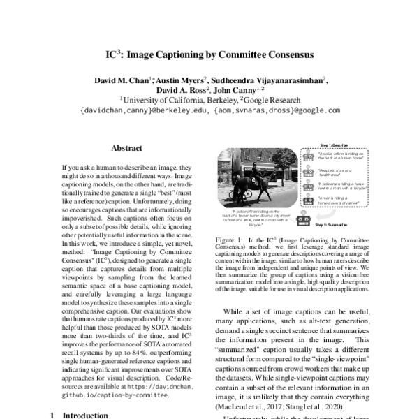 IC3: Image Captioning by Committee Consensus - ACL Anthology