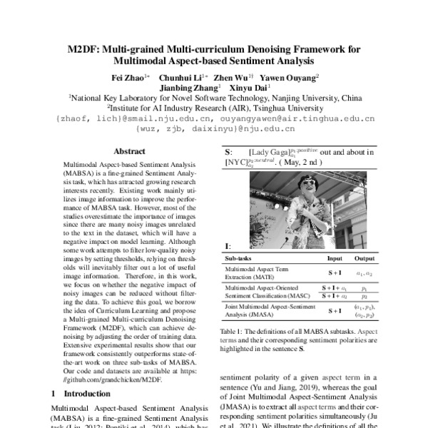 M2df Multi Grained Multi Curriculum Denoising Framework For Multimodal Aspect Based Sentiment