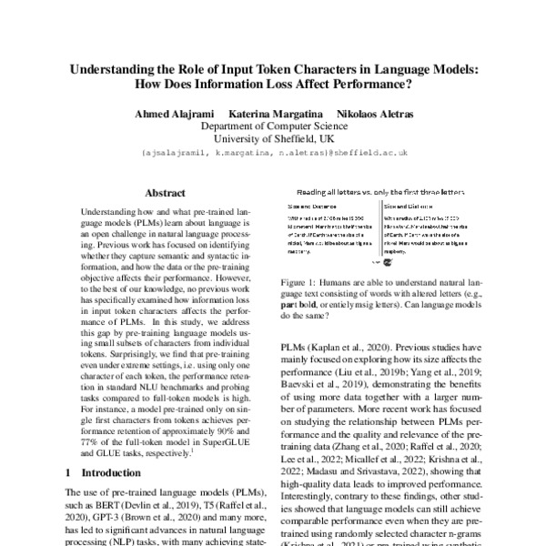 Understanding the Role of Input Token Characters in Language Models: How Does Information Loss ...