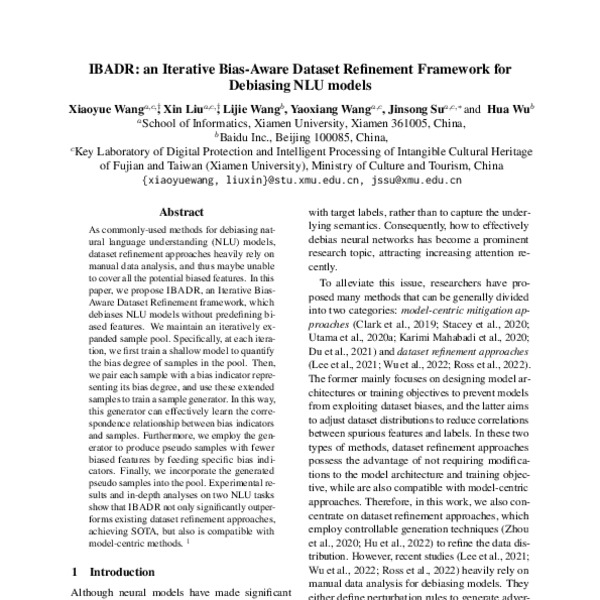 Ibadr An Iterative Bias Aware Dataset Refinement Framework For Debiasing Nlu Models Acl Anthology