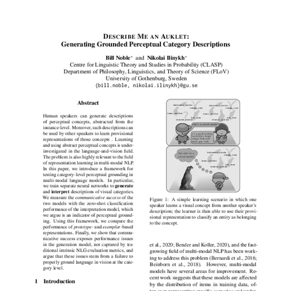 Describe Me an Auklet: Generating Grounded Perceptual Category Descriptions - ACL Anthology