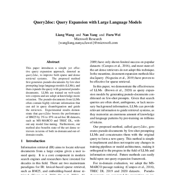 Query2doc Query Expansion With Large Language Models Acl Anthology