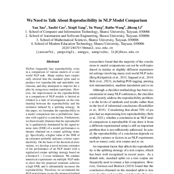 We Need to Talk About Reproducibility in NLP Model Comparison - ACL Anthology