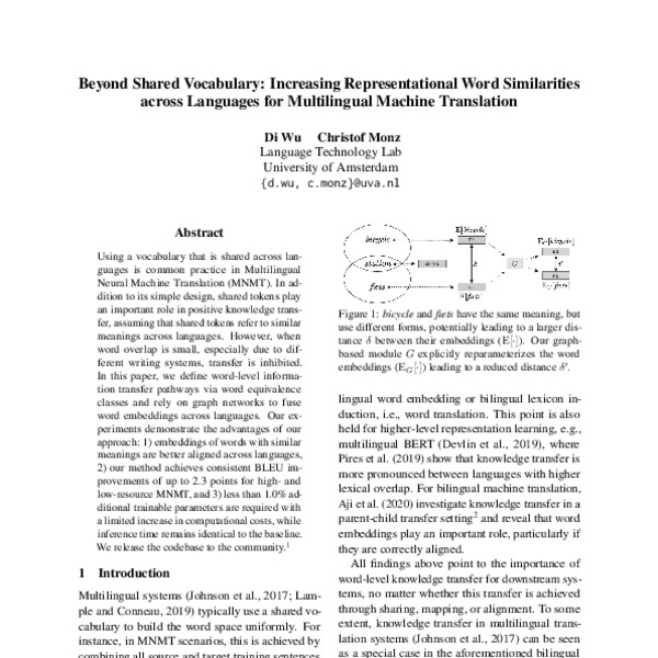 Beyond Shared Vocabulary: Increasing Representational Word Similarities ...