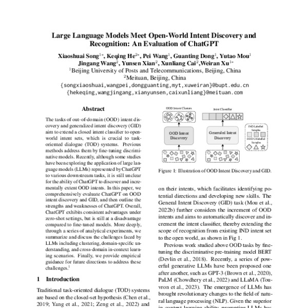 Large Language Models Meet Open-World Intent Discovery and Recognition: An Evaluation of ChatGPT ...