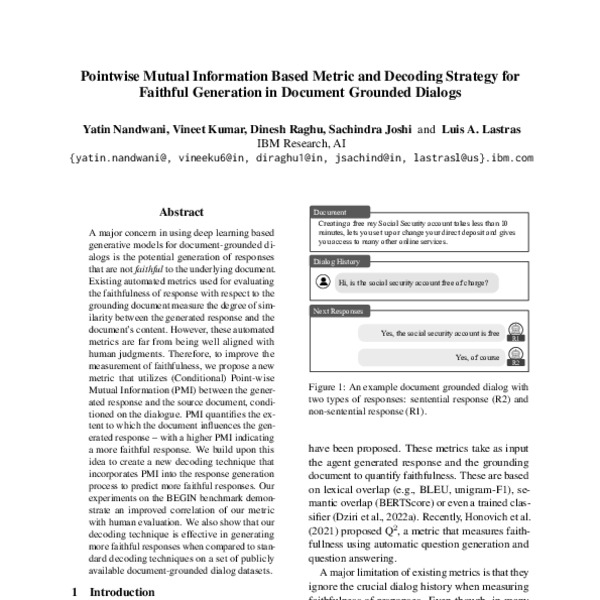 Pointwise Mutual Information Based Metric and Decoding Strategy for Faithful Generation in ...