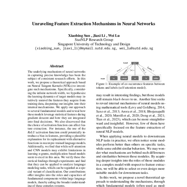 Unraveling Feature Extraction Mechanisms in Neural Networks - ACL Anthology
