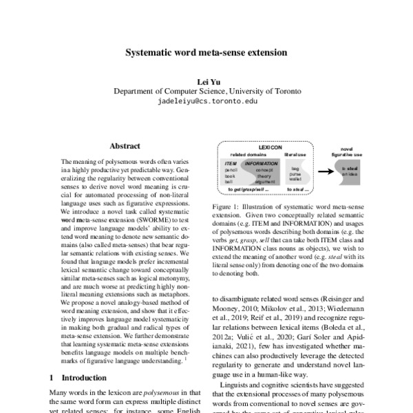 Systematic word meta-sense extension - ACL Anthology
