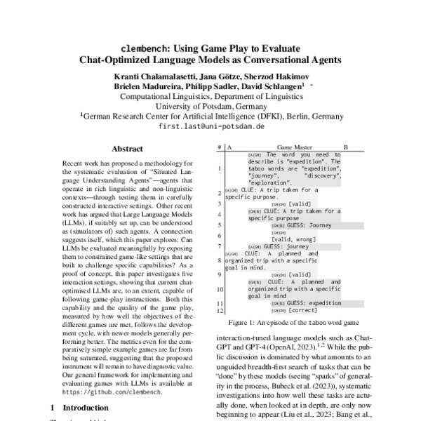 clembench: Using Game Play to Evaluate Chat-Optimized Language Models as Conversational Agents ...