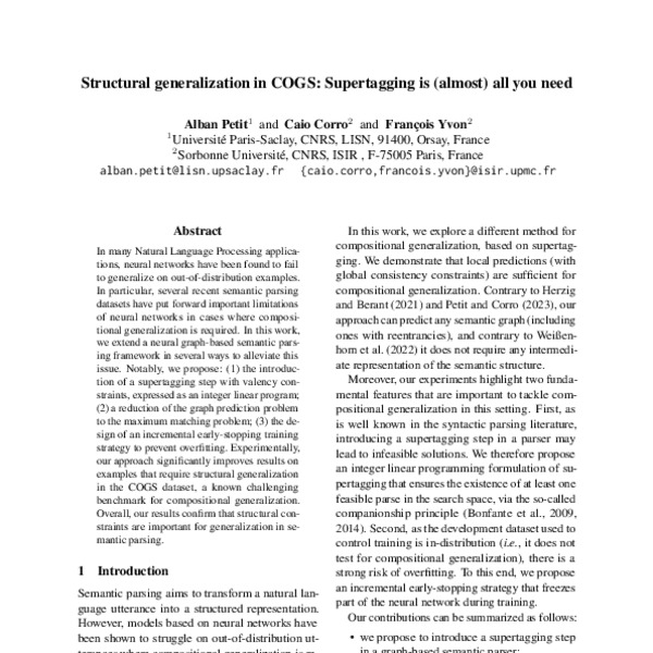 Structural generalization in COGS: Supertagging is (almost) all you ...